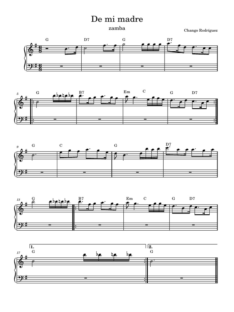 Zamba "De mi madre" by Chango Rodríguez | PDF