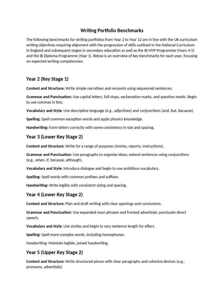 Writing Portfolio Benchmarks | PDF | Critical Thinking | Essays
