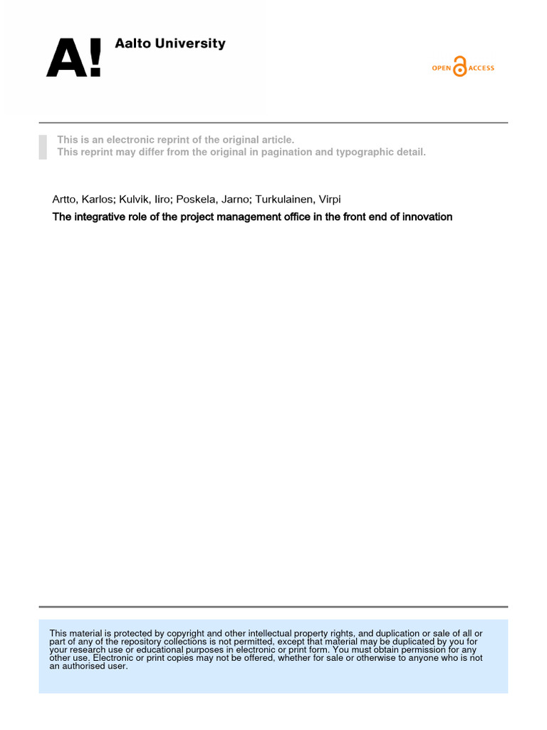 The integrative role of the project management office in | PDF ...