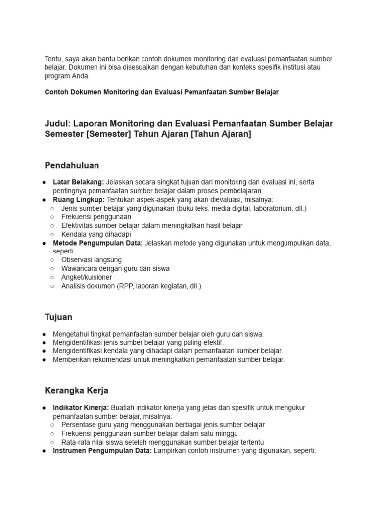 Laporan Evaluasi Sumber Belajar | PDF