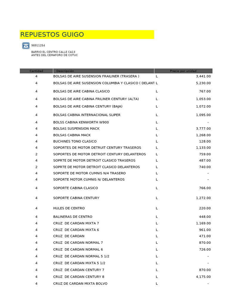 Factura de Pedido Repuestos Guigo | PDF | Vehículo de motor | Industria ...