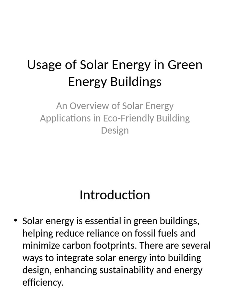 Solar Energy in Green Buildings | PDF