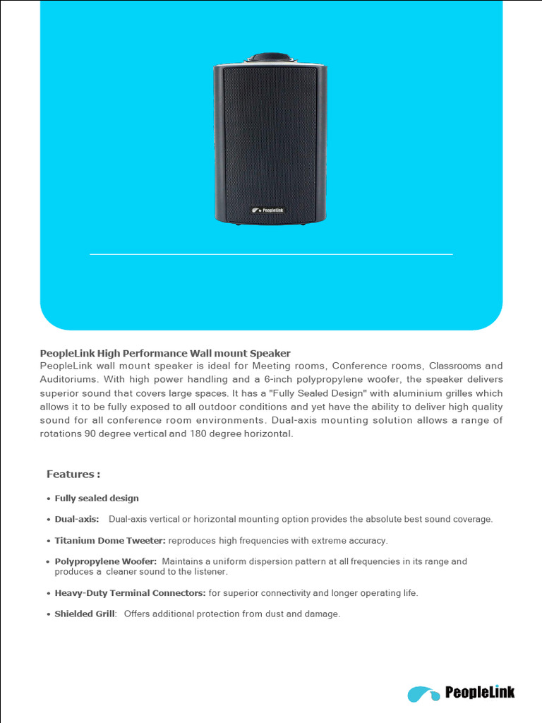 PeopleLink Wall Mount Speaker Overview | PDF | Loudspeaker | Electronics