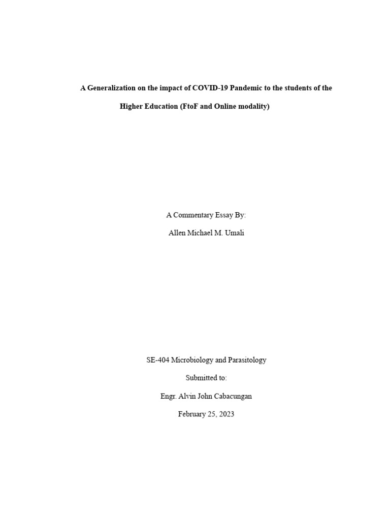 ALLEN-MICHAEL-UMALI-Commentary-Essay | PDF | Educational Technology ...