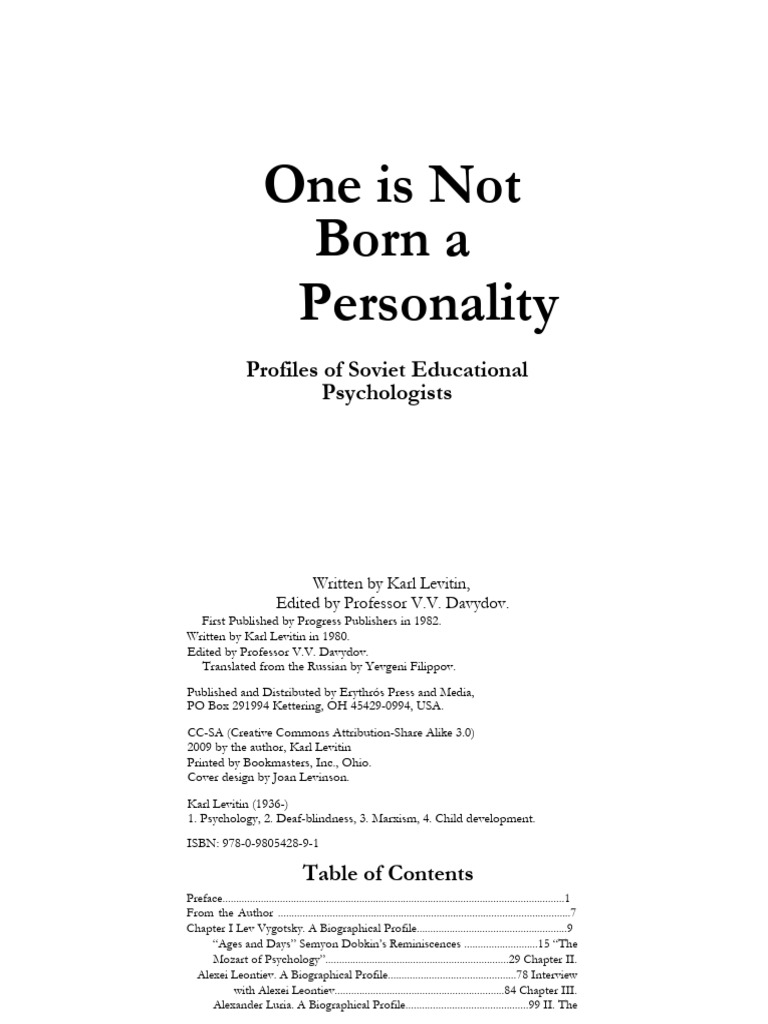 One Is Not Born A Personality | PDF | Psychology