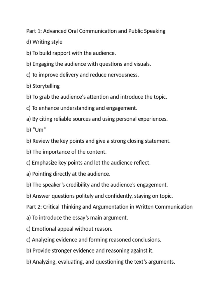 Part 1 | PDF | Communication | Argument