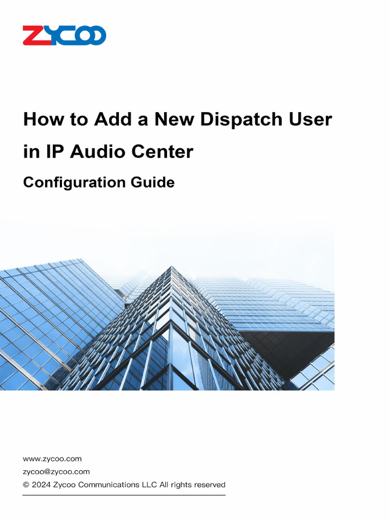 Add Dispatch User in ZYCOO IP Audio Center | PDF