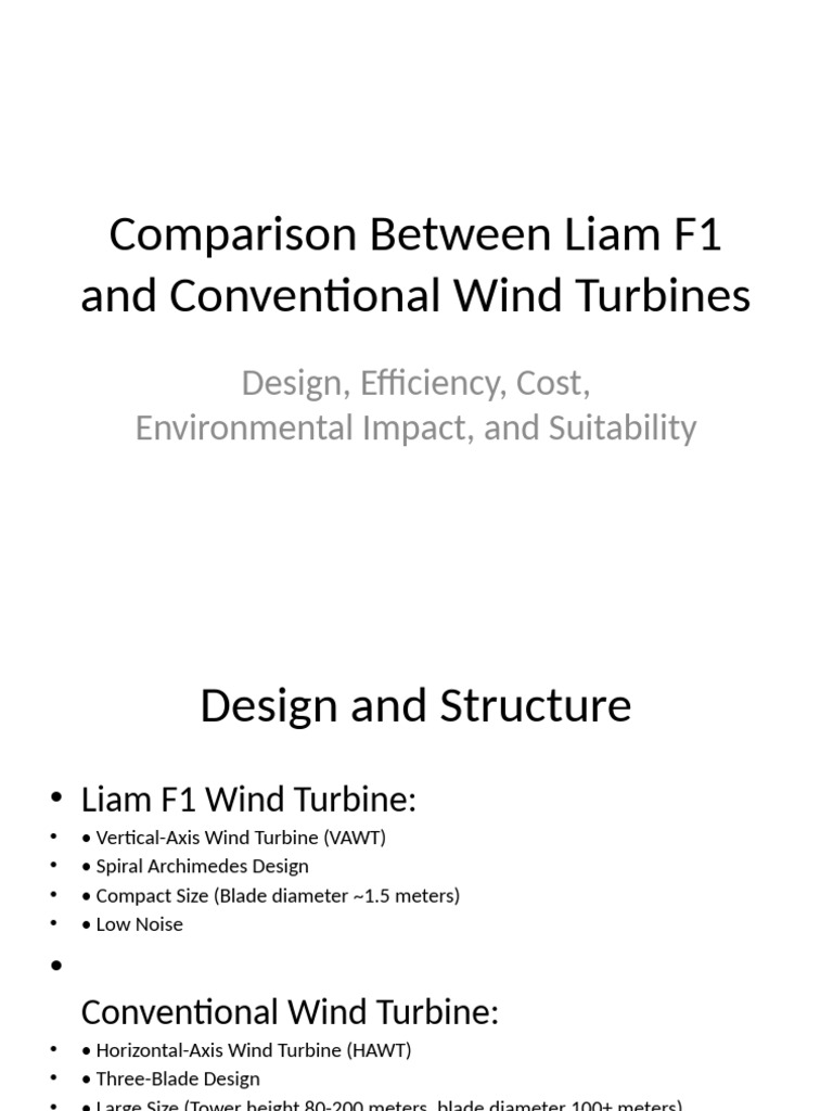 Liam F1 vs Conventional Wind Turbines | PDF | Wind Turbine | Nature