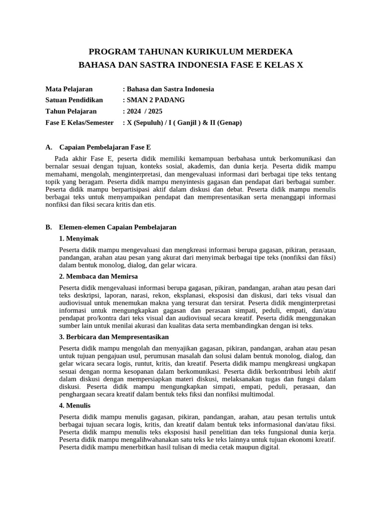 PROTA Kurikulum Merdeka | PDF