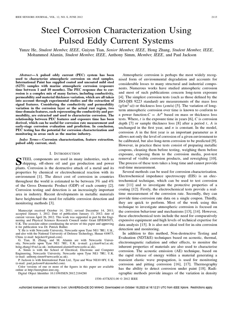 Steel Corrosion Characterization Using Pulsed Eddy Current Systems ...