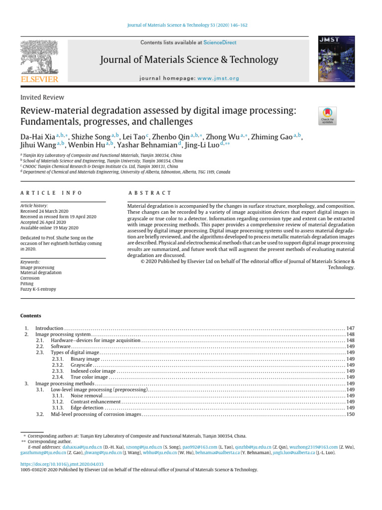 Review-Material Degradation Assessed by Digital Image Processing ...