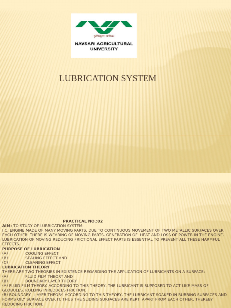 Lubrication System | PDF | Friction | Lubricant