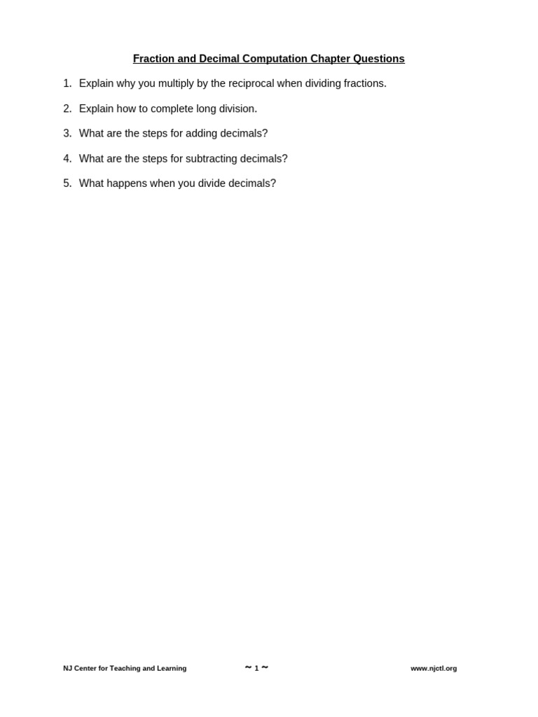 gr6m - Fraction and Decimal Computation Classwork and Homework - 2018 ...