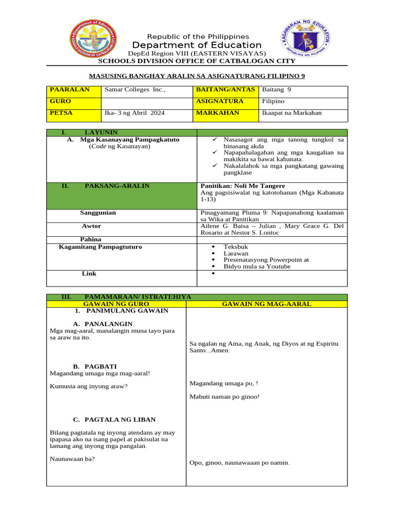 BANGHAY-ARALIN-2 (1) | PDF