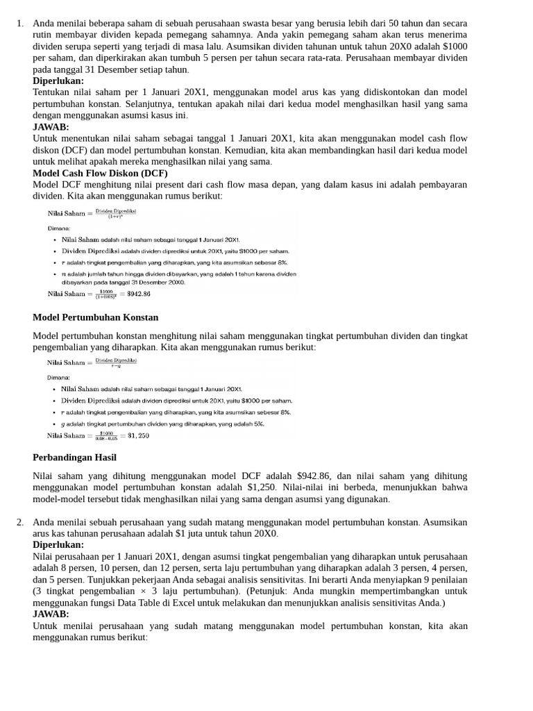 Analisis Penilaian Saham dan Bisnis | PDF