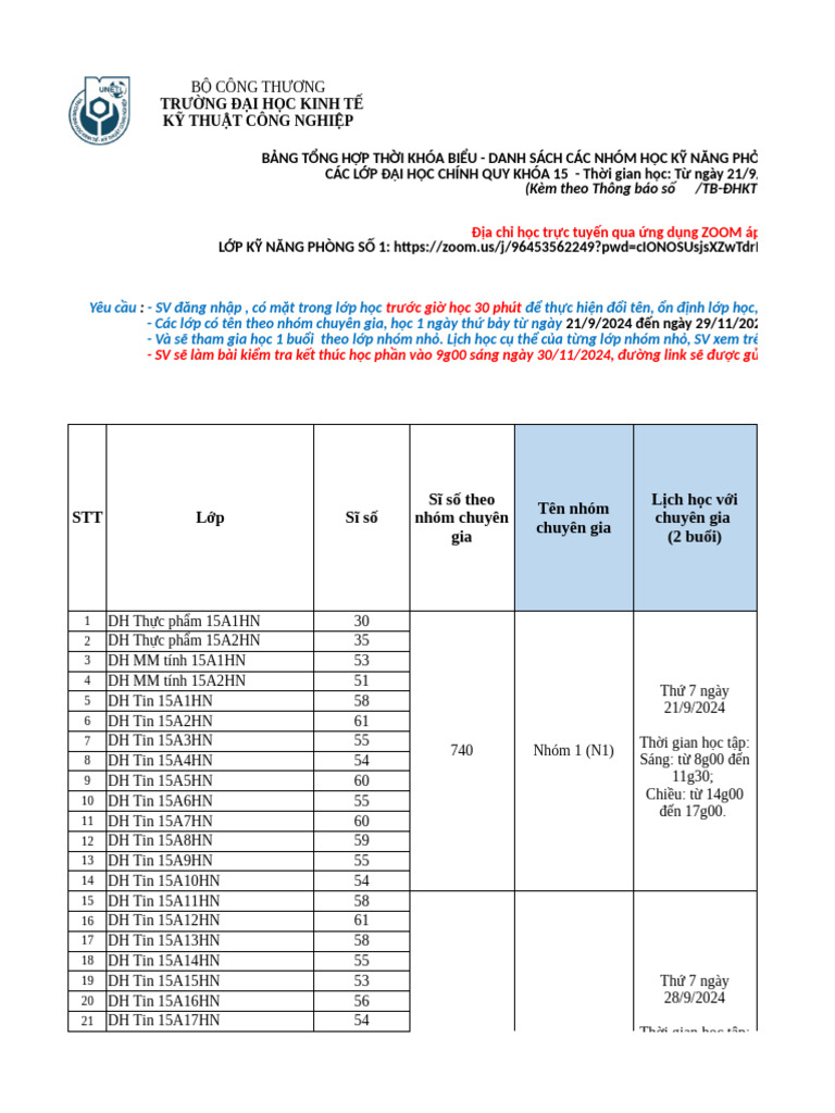1. Bảng Kế Hoạch Học Kỹ Năng HK1 2024-2025 - Kỹ Năng PVXV - Kèm Ds | PDF