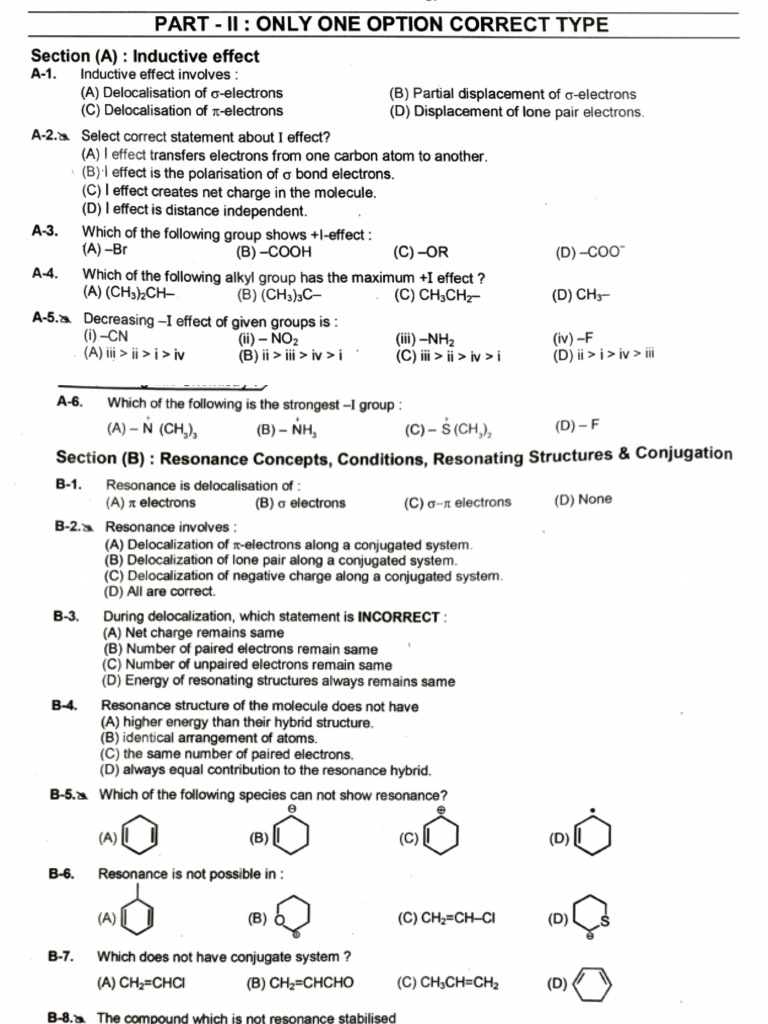 DPP 1 GOC Inductive Hyperconjugation Mesomeric | PDF | Atomic | Chemistry