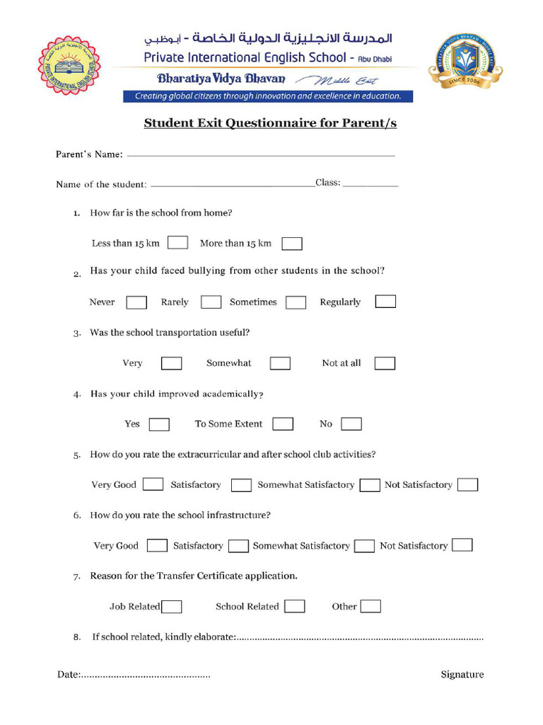 TC Questionnaire - 2024-25 | PDF