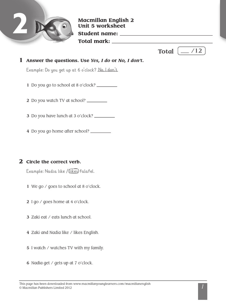 Level 2, Unit 5 Worksheet | PDF