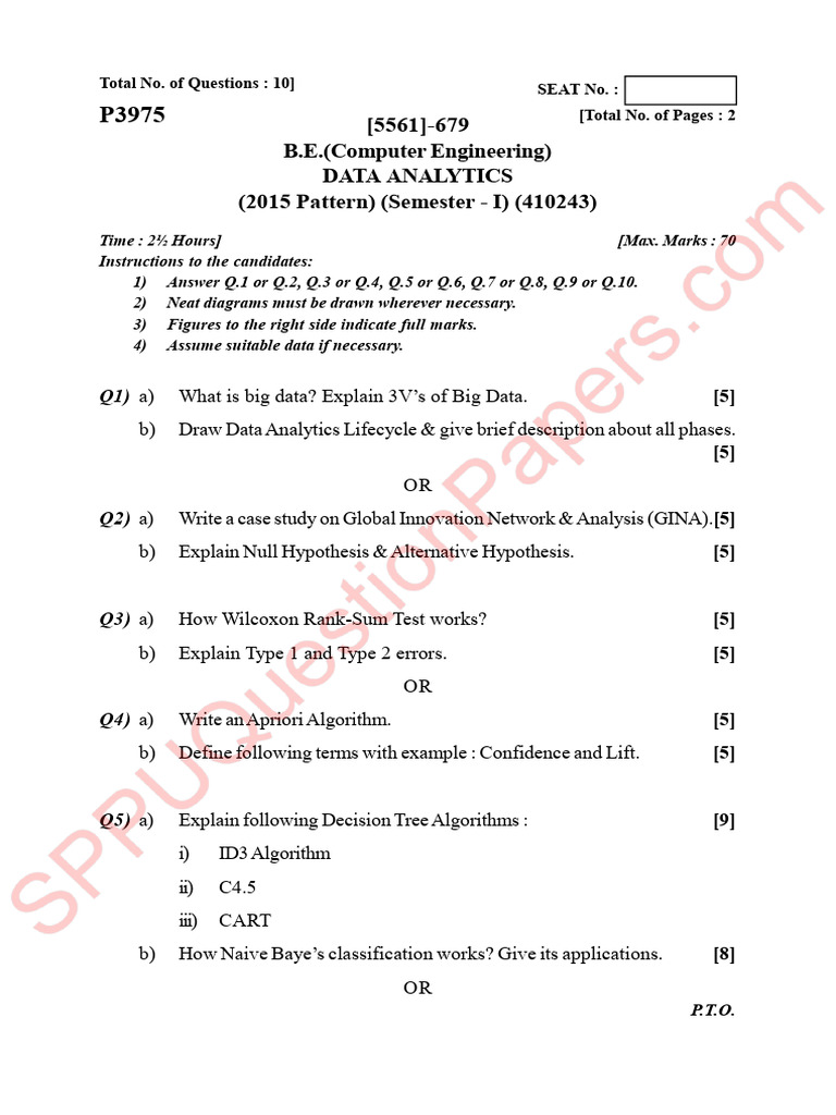 Be - Computer Engineering - Semester 7 - 2019 - May - Data Analytics Da ...