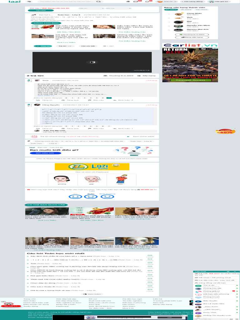 Chứng minh (5^2n - 1) . (2^n + 1) + (3^n + 1)(2^2n - 1) chia hết cho 38 - Toán học Lớp 8 - Bài ...