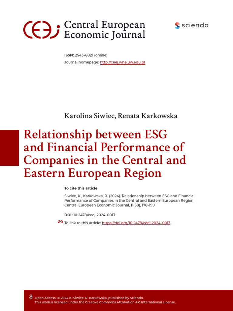 Relationship Between ESG and Financial Performance | PDF ...