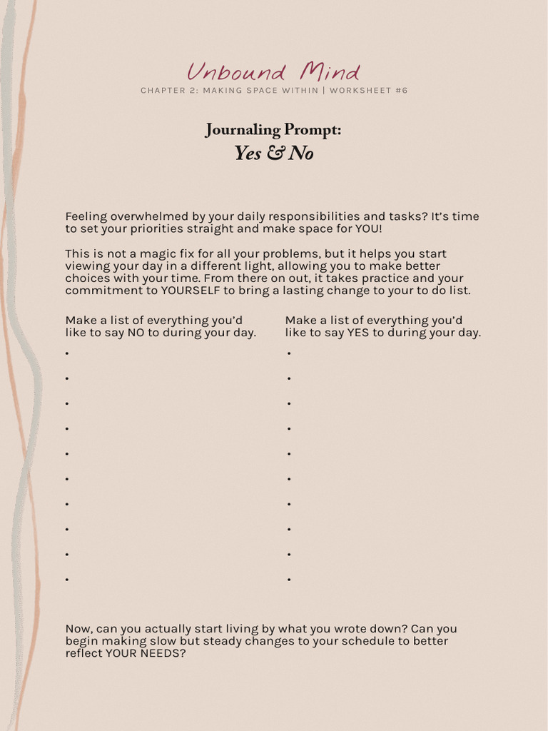 Worksheet - 6 - Journaling Prompt Yes & No | PDF