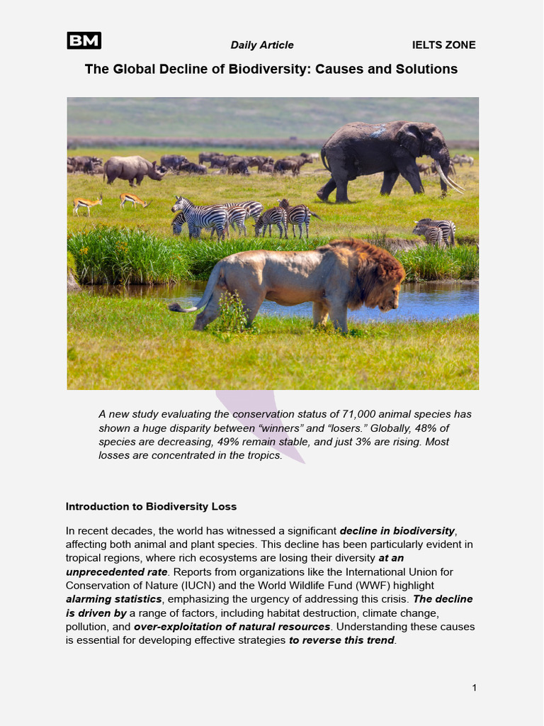 Biodiversity Decline | PDF | Biodiversity | Habitat Destruction
