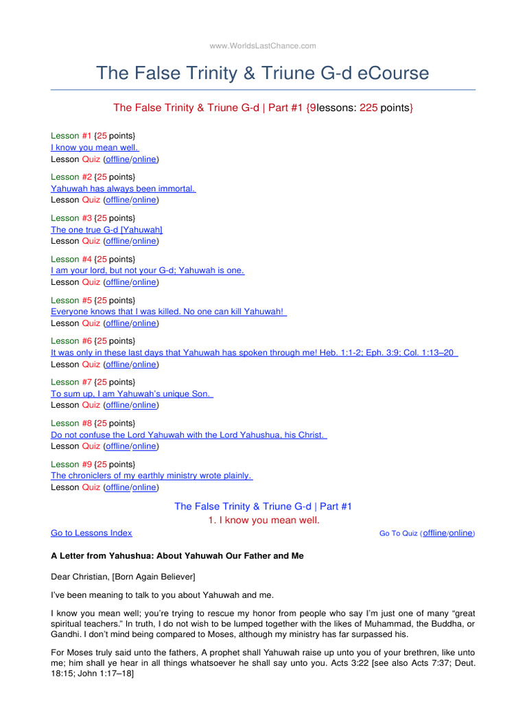 The False Trinity & Triune God - Part 1 | PDF | Religious Belief And ...