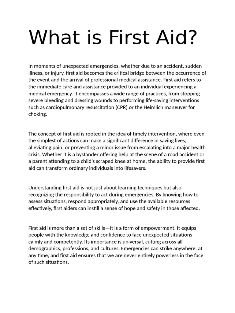 What Is First Aid | PDF | First Aid | Wound