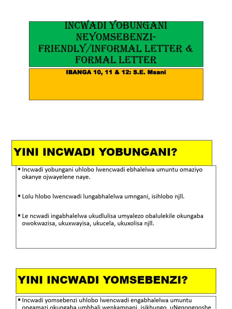 Isibonelo Sencwadi Yobungani | PDF