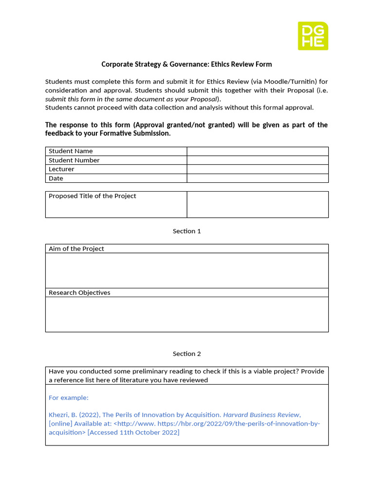 Ethics Review Form for Research Projects | PDF | Informed Consent