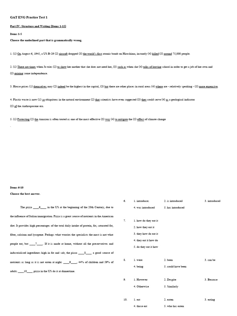GAT ENG Practice Test Part IV | PDF | Aspirin