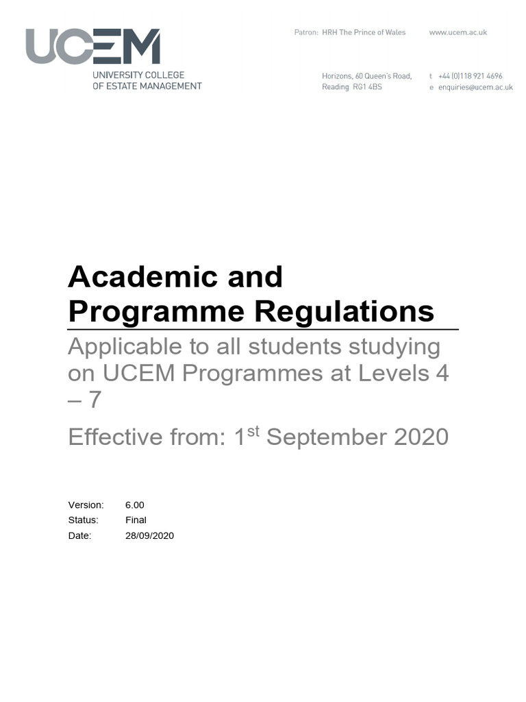 Academic and Programme Regulations Levels 4 7202021 | PDF