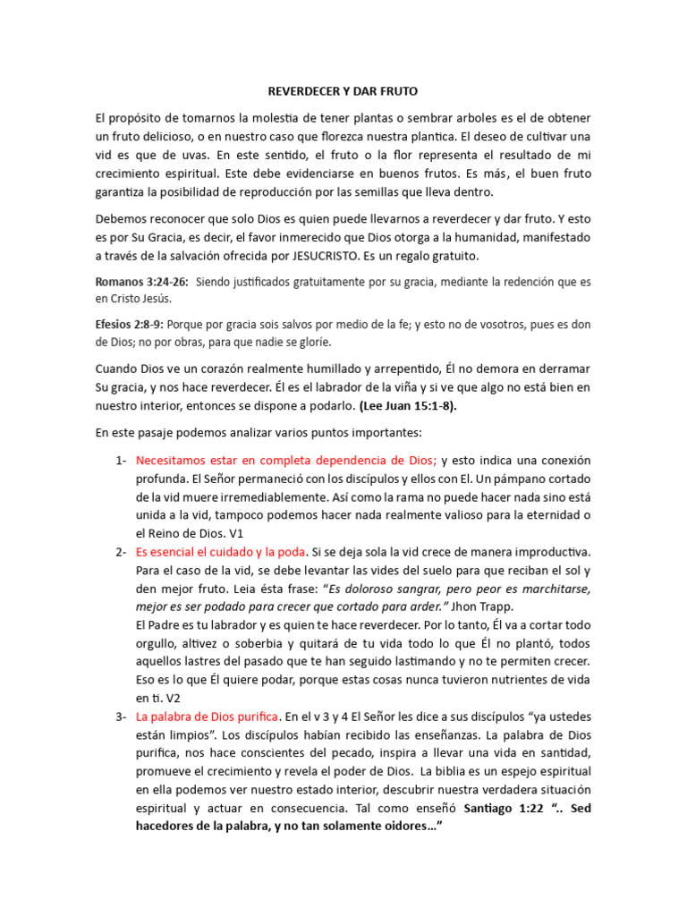Reverdecer y Dar Fruto | PDF | Gracia en el cristianismo | Cristo (título)