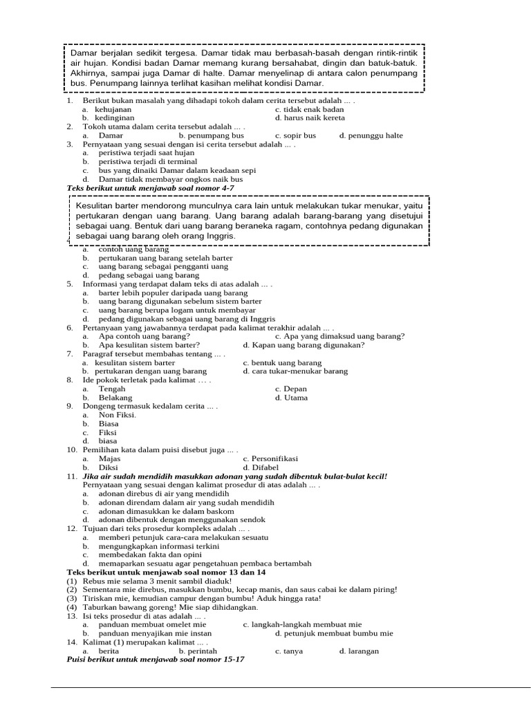 Soal Pas Bindo | PDF