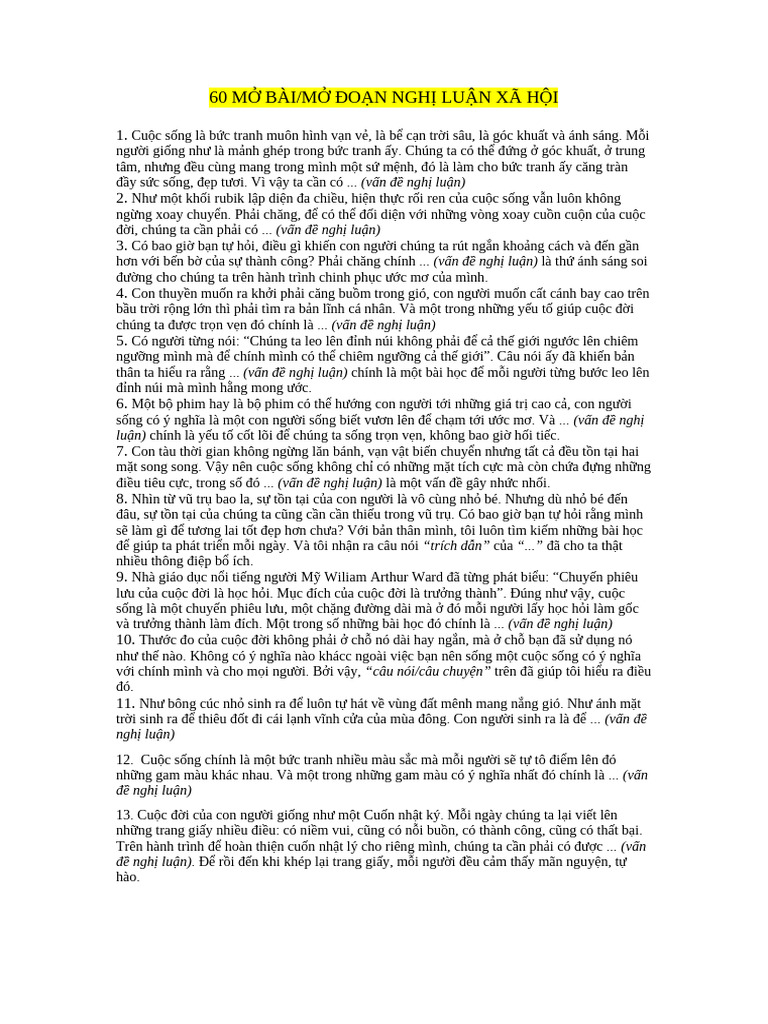 60 M Bài NLXH | PDF