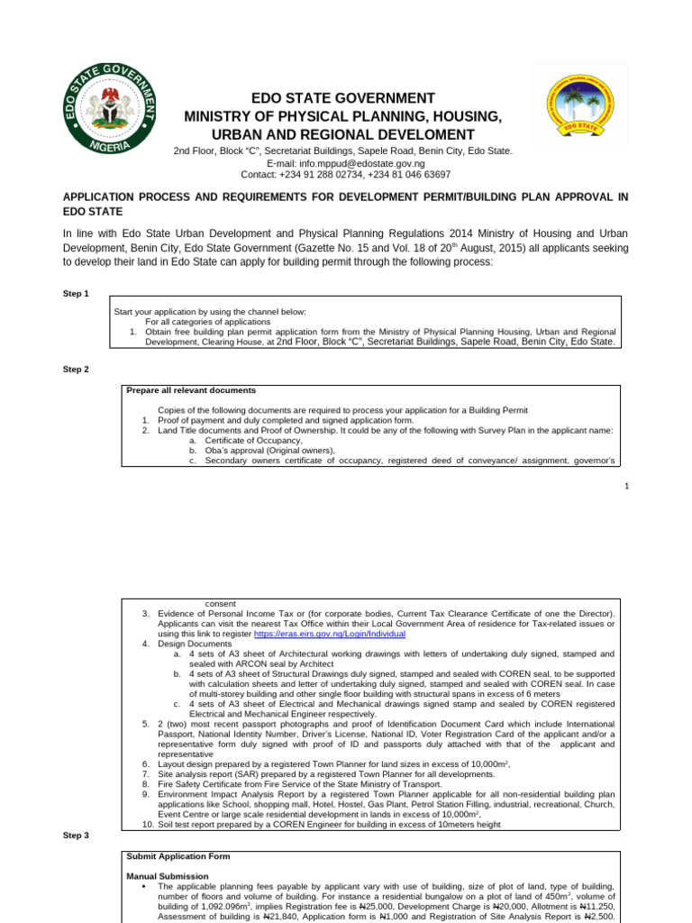 Edo State Building Permit Process | PDF | Identity Document