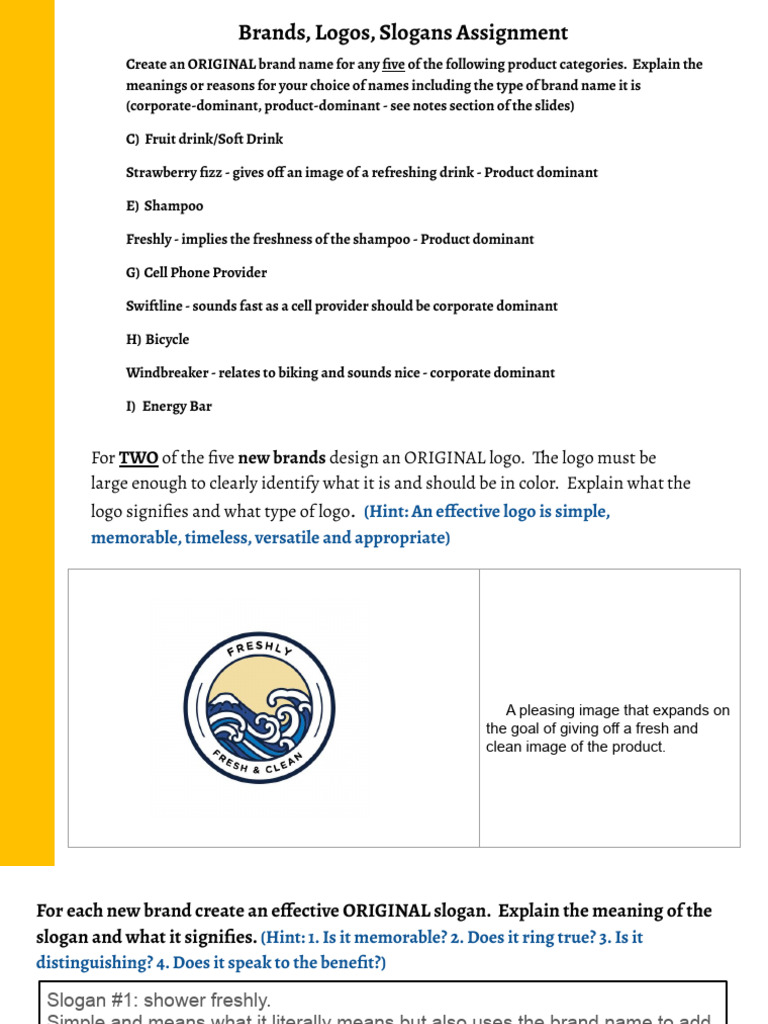 Brands, Logos, Slogans Assignment | PDF