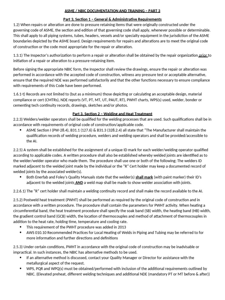 ASME NBIC Part 3 Documentation Training | PDF | Nondestructive Testing ...
