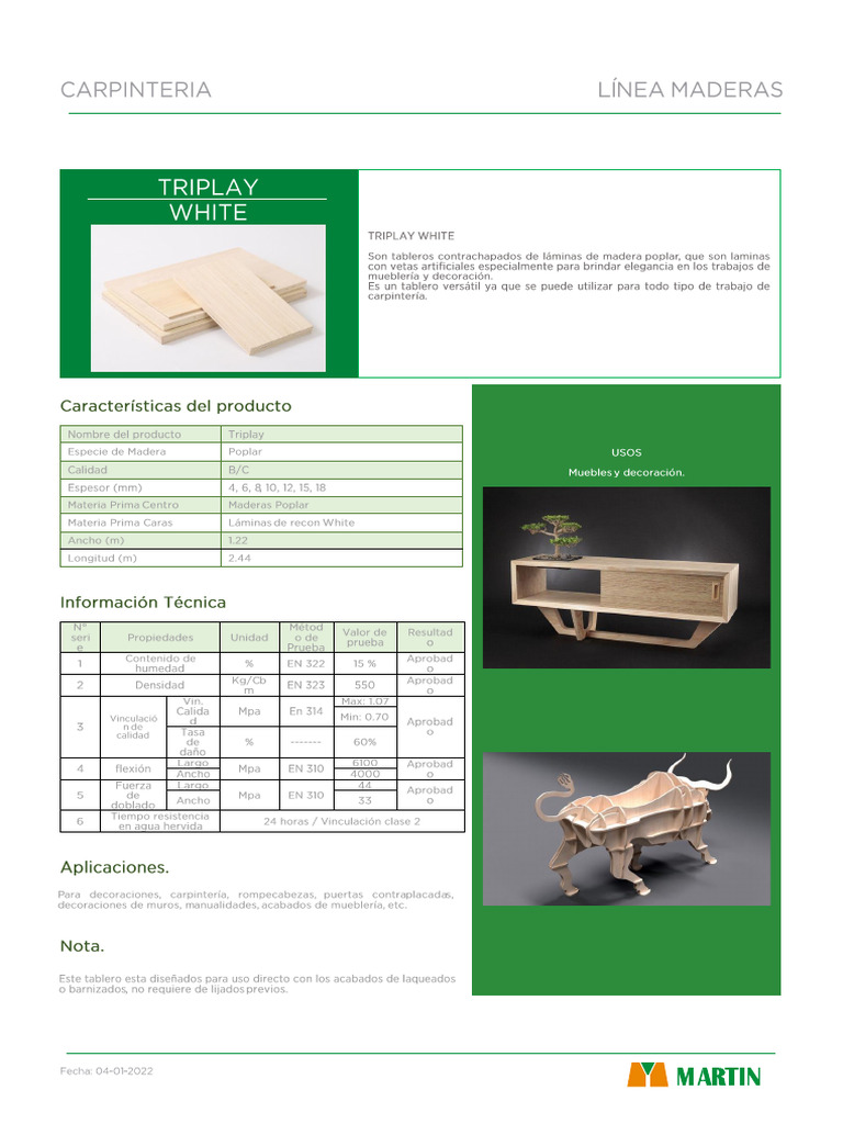 Ficha Tecnica Triplay White | PDF