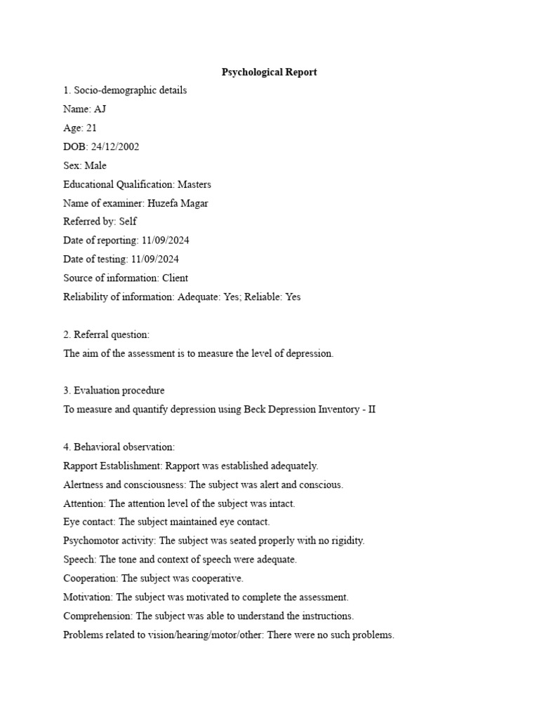 BDI (1) | PDF | Major Depressive Disorder | Psychology