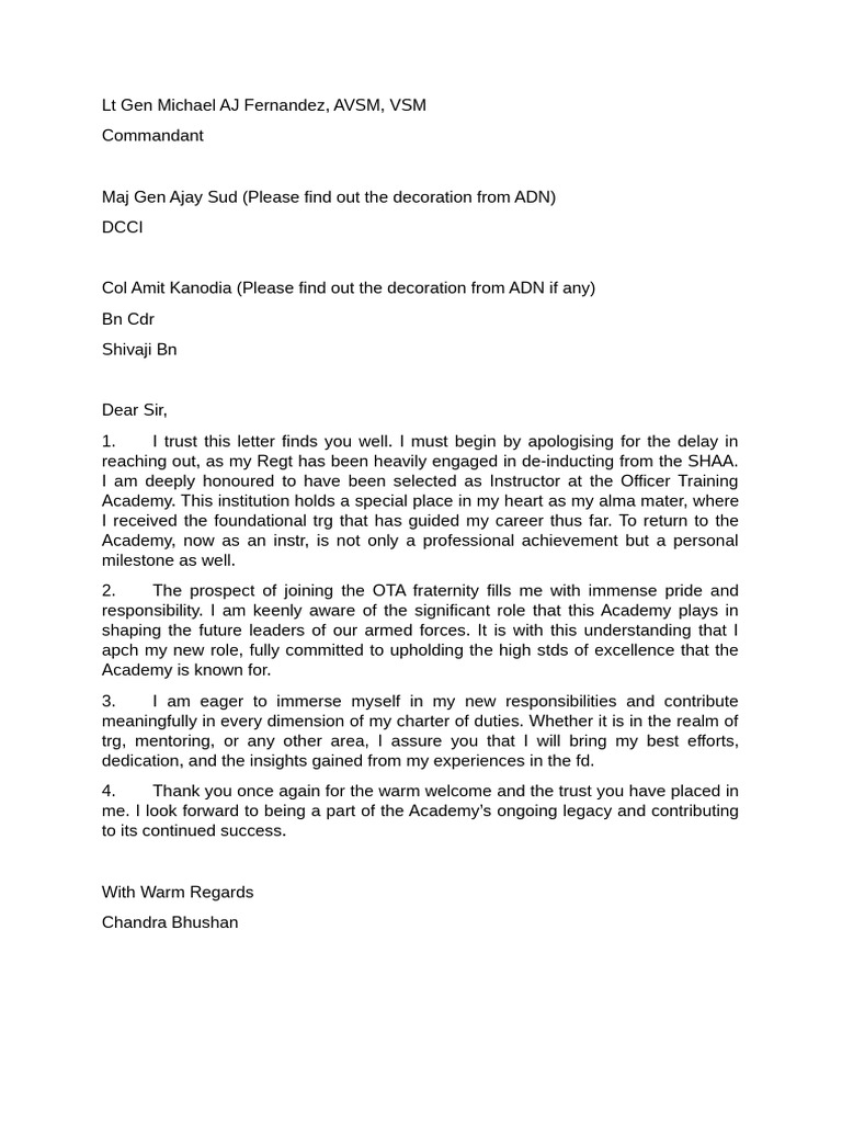 DO Letter For OTA | PDF