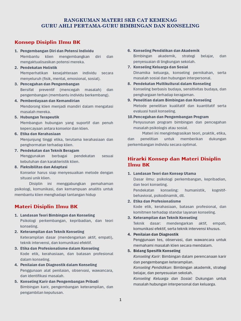 Rangkuman Materi SKB BK | PDF