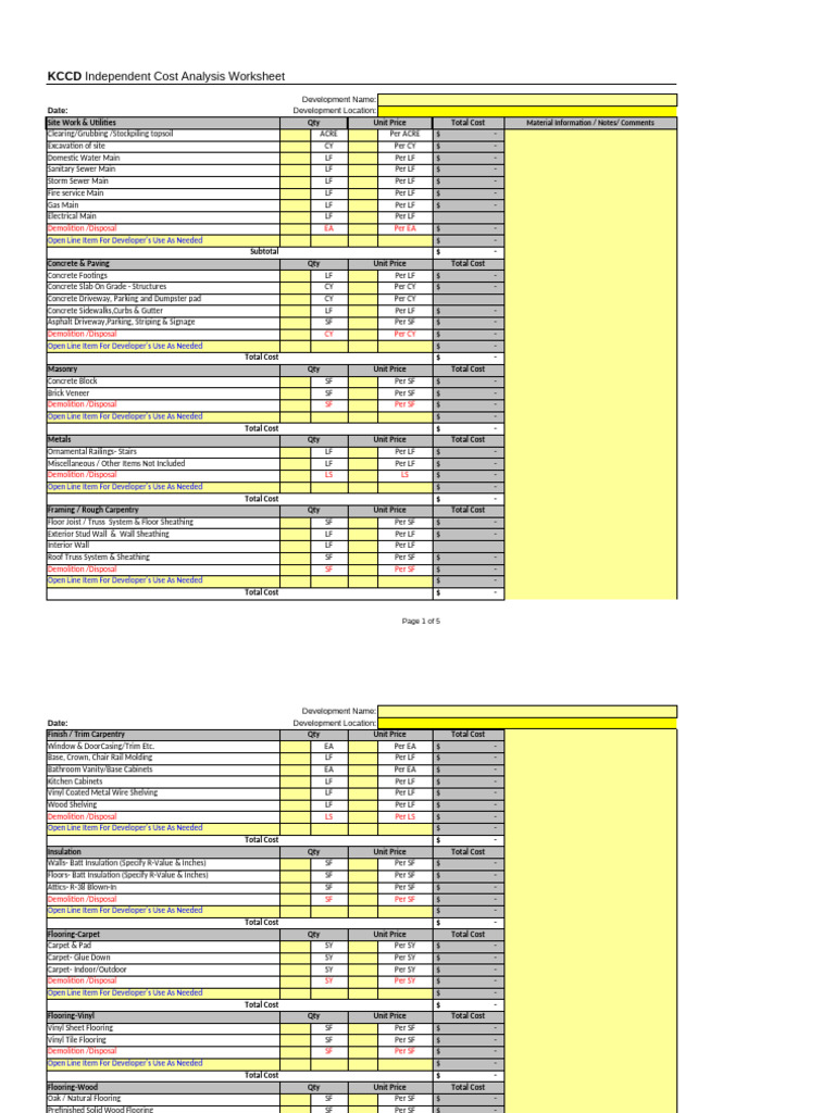 Independent Cost Analysis Worksheet | PDF | Flooring | Framing ...