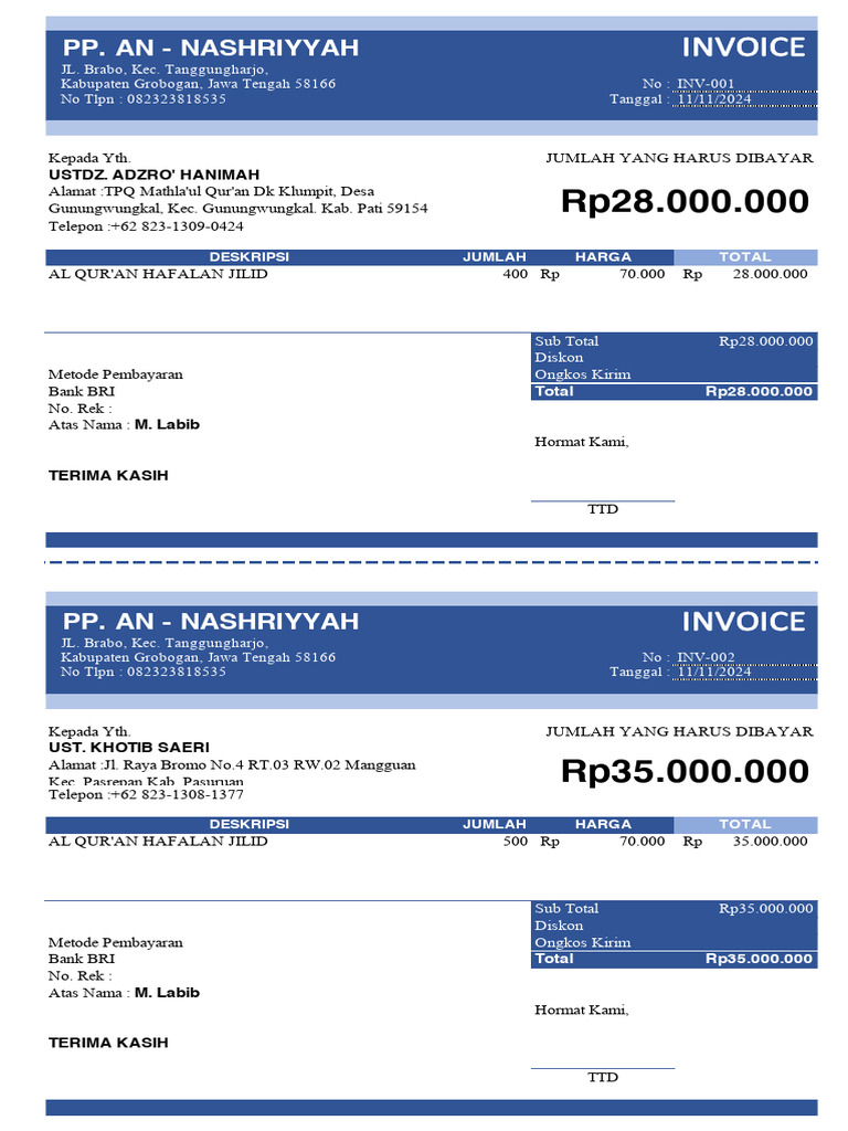 Nota Pembayaran | PDF