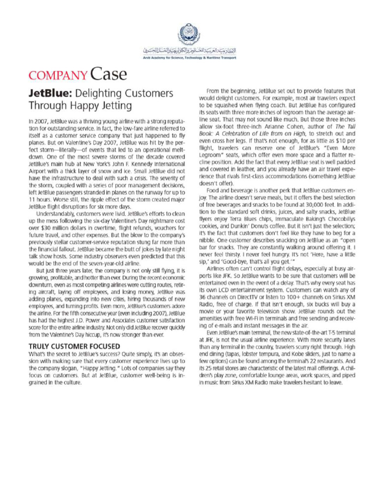 Aast Jetblue Case Study 2024 | PDF