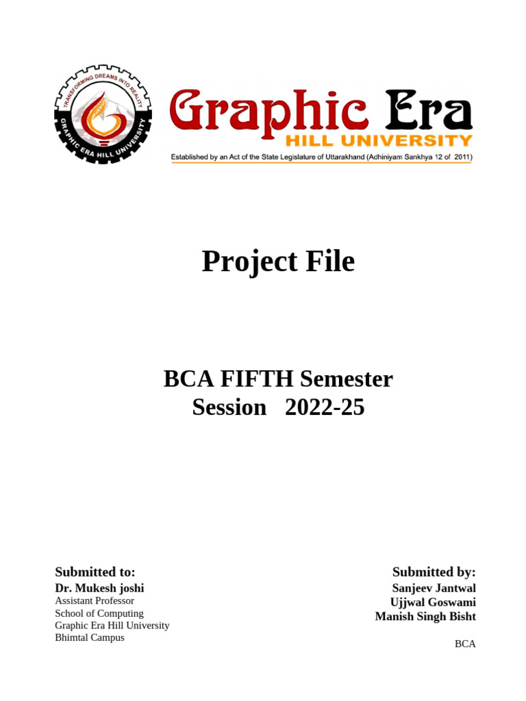 BCA 5th Sem Project File 2022-25 | PDF