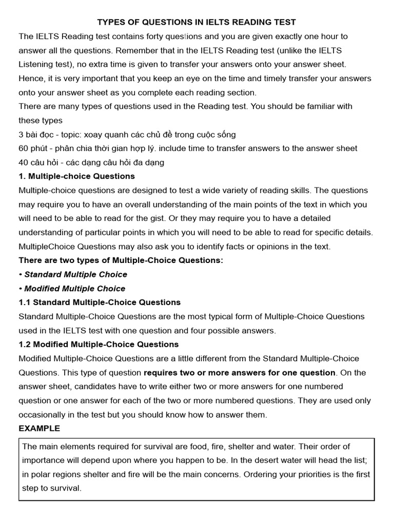 IELTS Reading Question Types Explained | PDF | Libraries | Nuclear Power