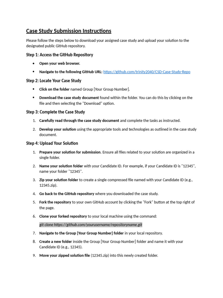GitHub Case Study Submission Guide | PDF | Zip (File Format) | System Software